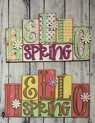 Hello Spring Word Block | Blessed Woodworks