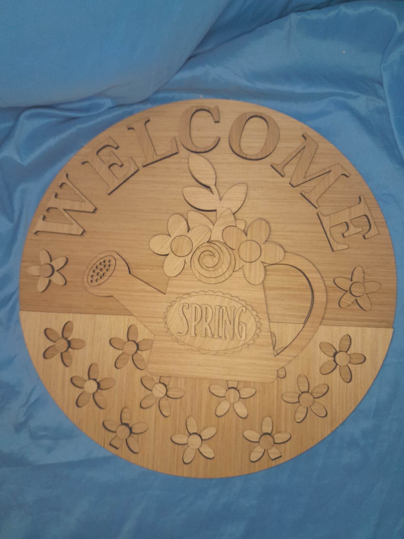 Welcome Spring Water Can Round | Blessed Woodworks