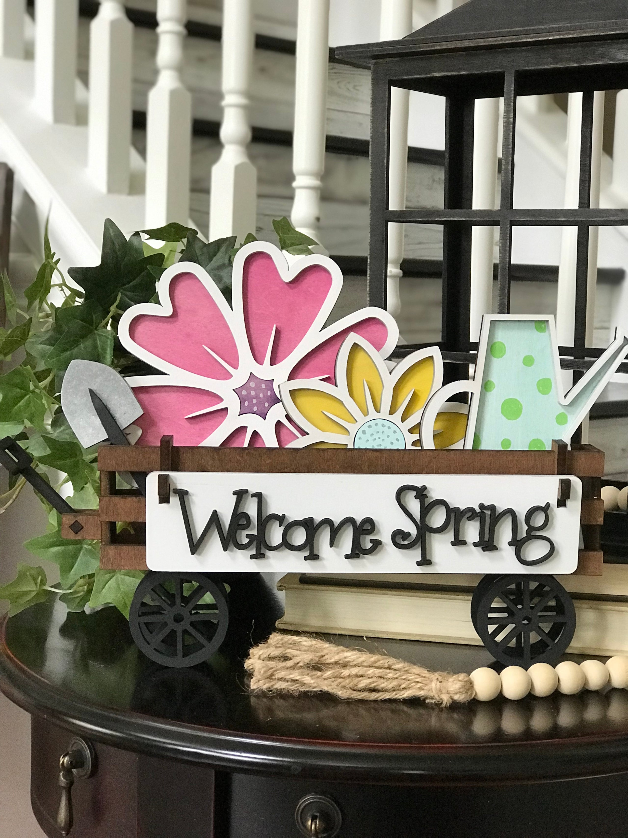 Welcome Spring Wagon Accessory | Blessed Woodworks